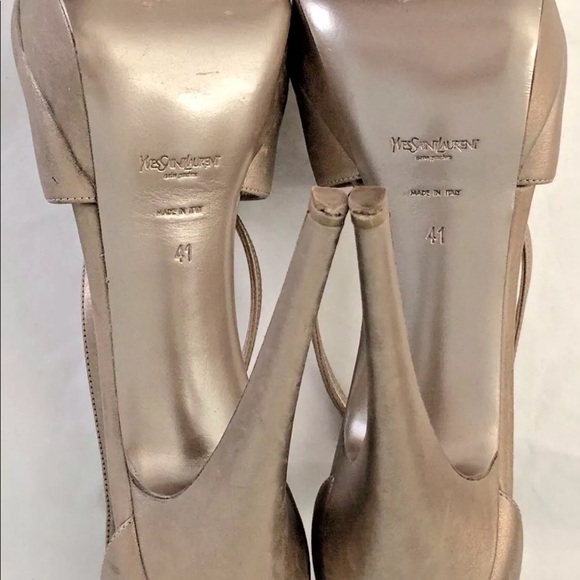 Yves Saint Laurent | Shoes | Ysl Platform Heel Soft Leather Metallic ...